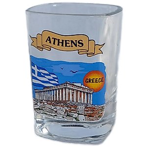 holyland souvenir New Shot Glass Greek Greece Athens Tequila glass Flag of Greece Acropolis