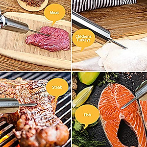 UikieGo 2oz Heavy duty 304 Stainless Steel Meat Marinade Injector Include User Manual (Paper Book) and BBQ Guide E-Book (PDF) for Smoker BBQ Grill Roast (Stoage Bag)