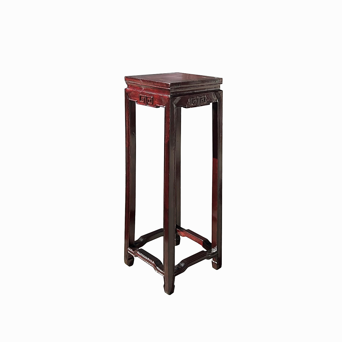 Chinese Oriental Square Burgundy Brown Plant Stand Pedestal Table Acs7686