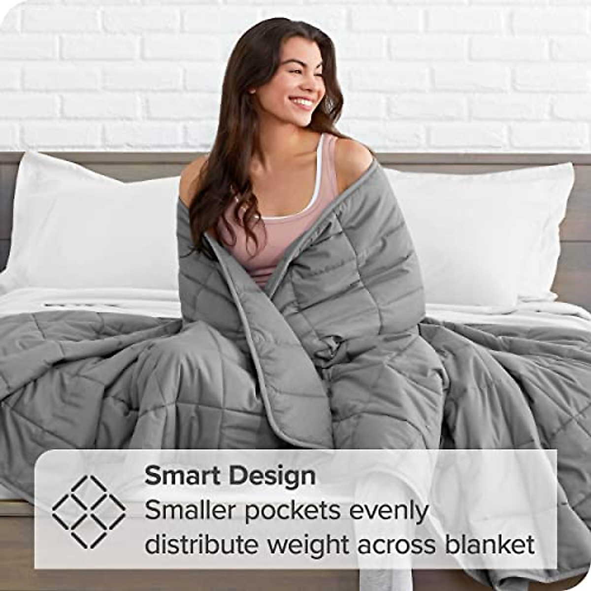 Bare Home Weighted Blanket Twin or Full Size 7lb (40" x 60") - All-Natural 100% Cotton - Premium Heavy Blanket Nontoxic Glass Beads (Grey, 40"x 60")