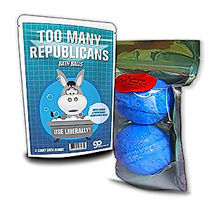 Too Many Republicans Bath Balls - Funny Bath Bombs, XL Blue Fizzers, Handcrafted, Made in The USA, 2 Count