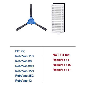 Replacement Parts Compatible with Eufy RoboVac 11S, RoboVac 30, RoboVac 30C, RoboVac 15C,RoboVac 12, RoboVac 35C Accessory Robotic Vacuum Cleaner Filters, Side Brushes,Rolling Brushes