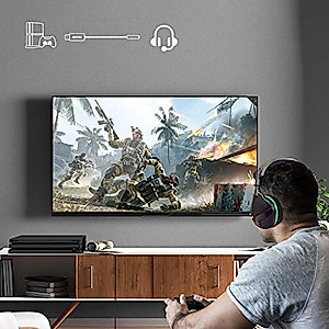 ENVEL USB to 3.5mm Audio Jack Adapter(20cm), Built-in Chip External Sound Card,Mic-Supported Audio Adapter with 3.5mm Aux Stereo Converter Compatible with Headset PC Laptop Desktops PS4 PS5 (Red)