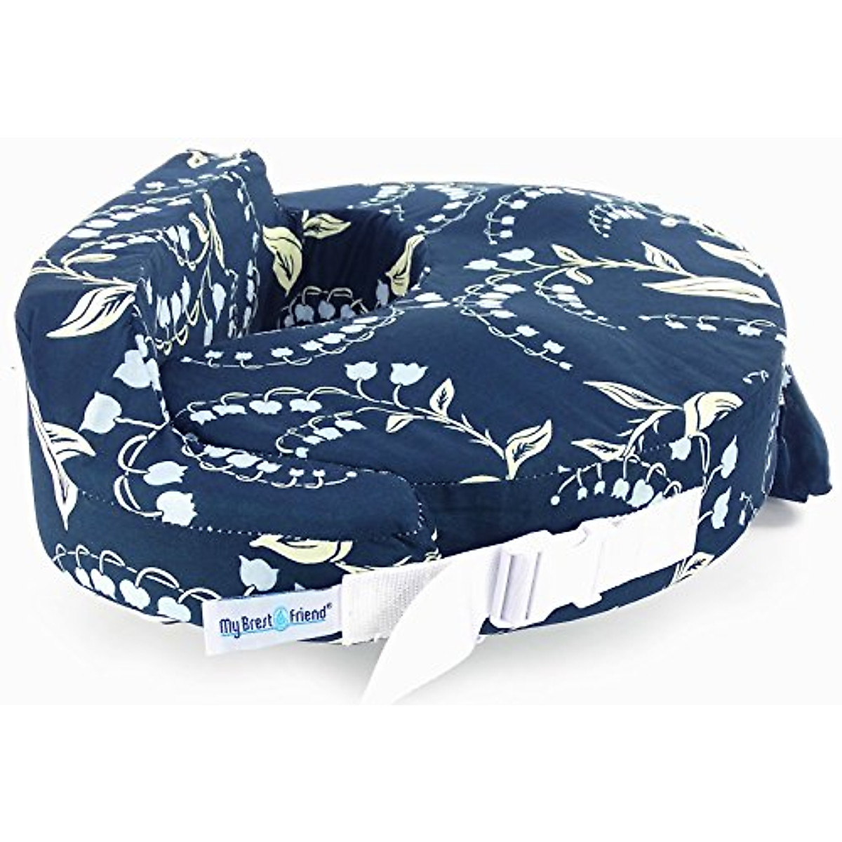 My Brest Friend Original Nursing Pillow for Breastfeeding, Nursing and Posture Support with Pocket and Removable Slipcover, Navy Bluebells
