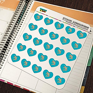 Mosaic Lily Shark Tropical Island Surf Heart Shaped Planner Calendar Scrapbook Craft Stickers