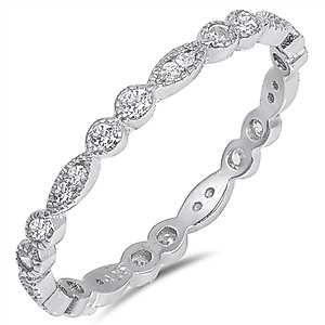 Eternity Stackable Clear CZ Wedding Ring New 925 Sterling Silver Band Size 11