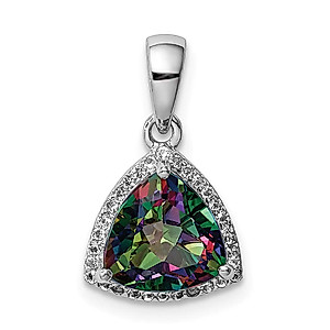 Sterling Silver Rhod-plated Trillion Mystic Fire/White Topaz Pendant QQP5106