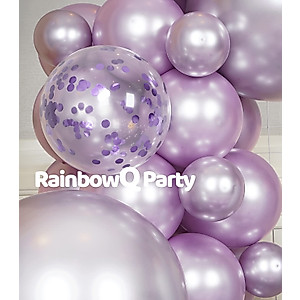 RainbowQ Party 55PCS Metallic Lavender Balloons Different Sizes 18/12/5 Inch Light Purple Shiny Latex Helium Balloons Garland Arch Kit for Anniversary Birthday Party Decorations