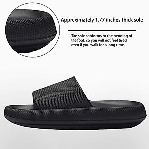 Slippers for Women and Men Quick Drying Bathroom Shower Sandals Open Toe Soft Cushioned Extra Thick Non-Slip Massage Pool Gym House Slipper for Indoor & Outdoor black 44-45