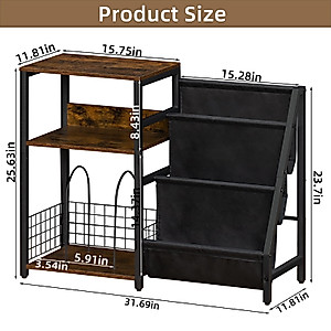 LELELINKY Record Player Stand with Vinyl Storage, 3 Tier Turntable Stand with Display Shelf Storage Up to 150 Albums,Brown End Table for Living Room