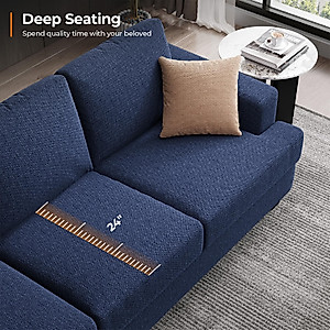 Fadware 89 Inch Couch, 3 Seater Couches with Deep Seats, Modern Loveseat 3-Seat Sofa Couches for Living Room Apartment Lounge, Detachable Sofa Cover, Easy to Install, Blue