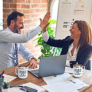 Qtencas Boss Day Gifts, These Are The Tears of my Staff Funny Travel Mug, Boss Gifts for Bosses Employers Workers Friends Coworker Men Women Christmas, 12oz Stainless Steel Insulated Boss Mug, White