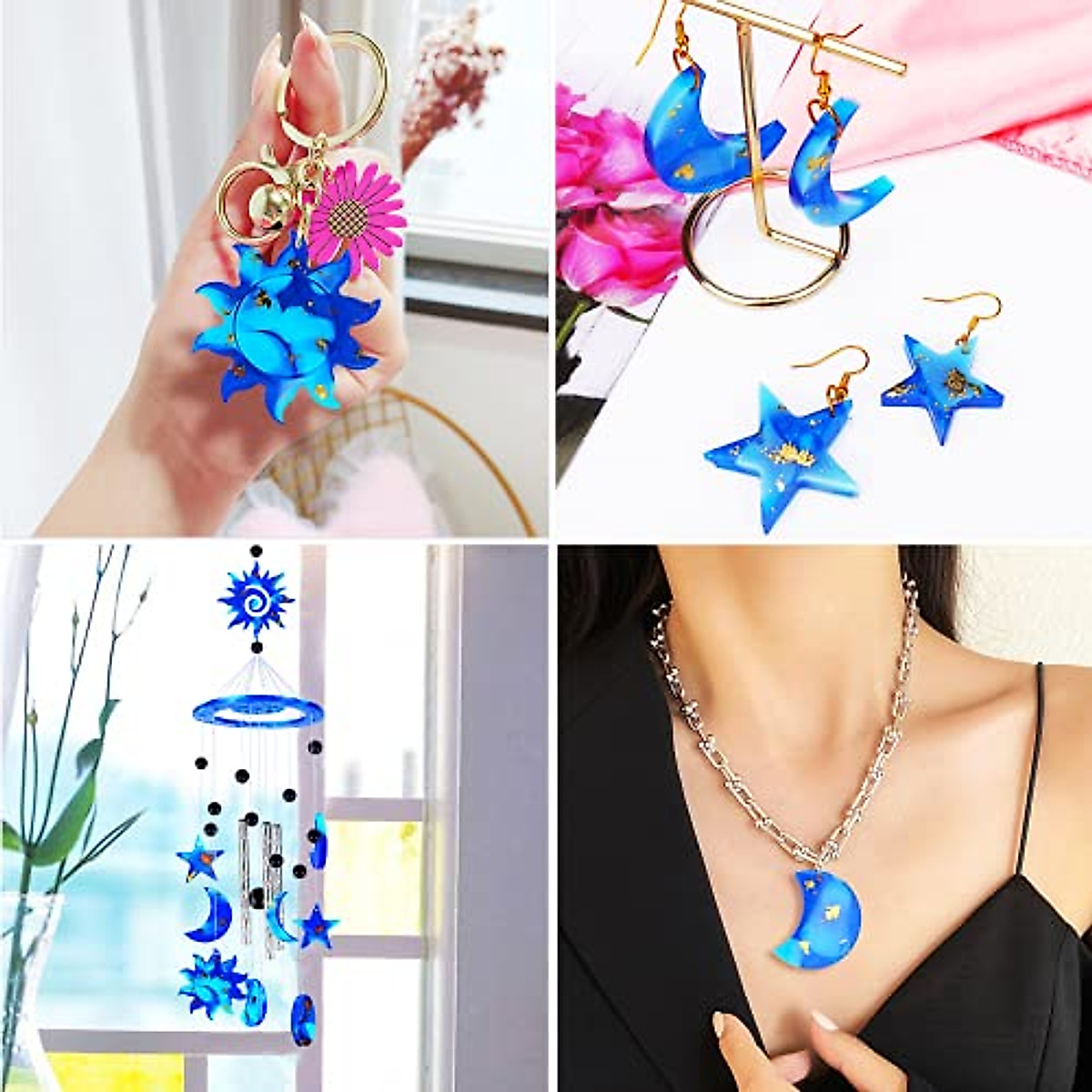 Palksky Resin Molds, 63 Pcs Wind Chimes Silicone Molds Kit, Epoxy Windchimes Casting Mold for DIY Wind Bell, Keychain Earring Pendants Ornaments