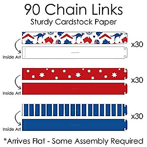 Big Dot of Happiness Australia Day - 90 Chain Links and 30 Paper Tassels Decoration Kit - G’Day Mate Aussie Party Paper Chains Garland - 21 feet