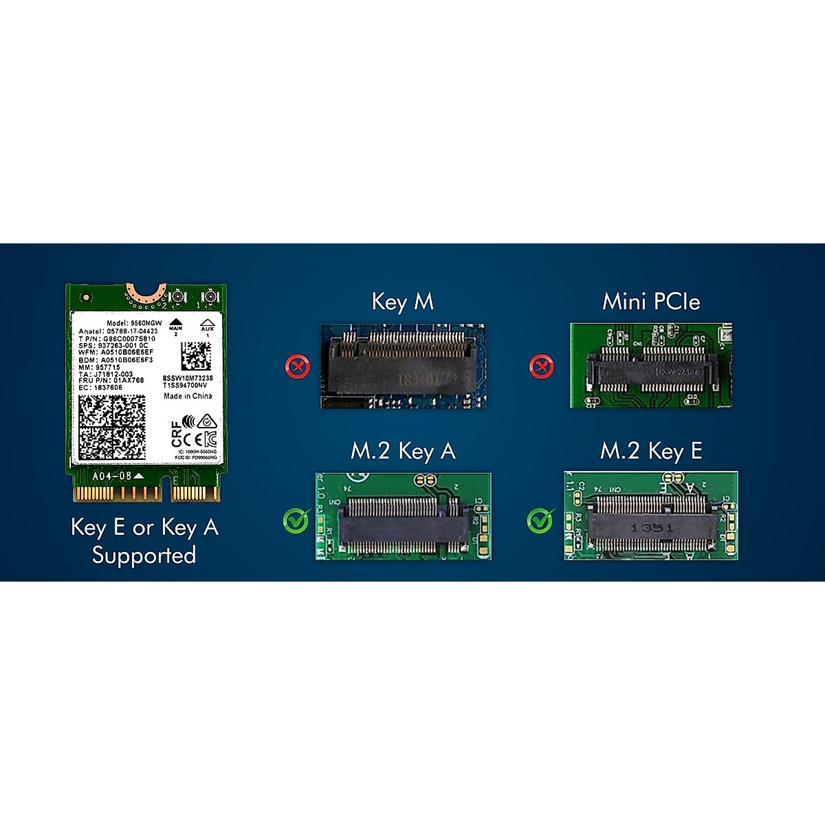 HighZer0 Electronics AC 9560 CNVio Legacy WiFi Adapter for PC | WiFi 5 Dual Band 802.11ac | Up to 1.73 Gbps | Supports Bluetooth 5.1 Windows & Linux | Requires 8-9th Gen Intel CPU | 9560NGW (AC9560)