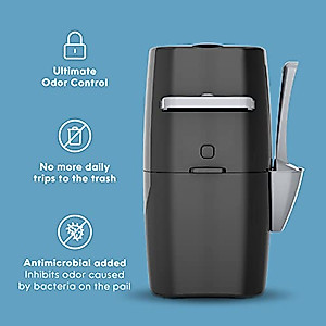 Litter Genie Plus Pail, Ultimate Cat Litter Disposal System, Locks Away odors, Includes One Refill, Black,Small