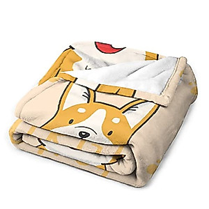 Corgi Blanket Gifts, 40"x50" Soft Fleece Corgi Throw Blanket for Corgi Lovers, Lightweight, Soft, Cozy, Warm Corgi Theme Gifts for Bed Couch