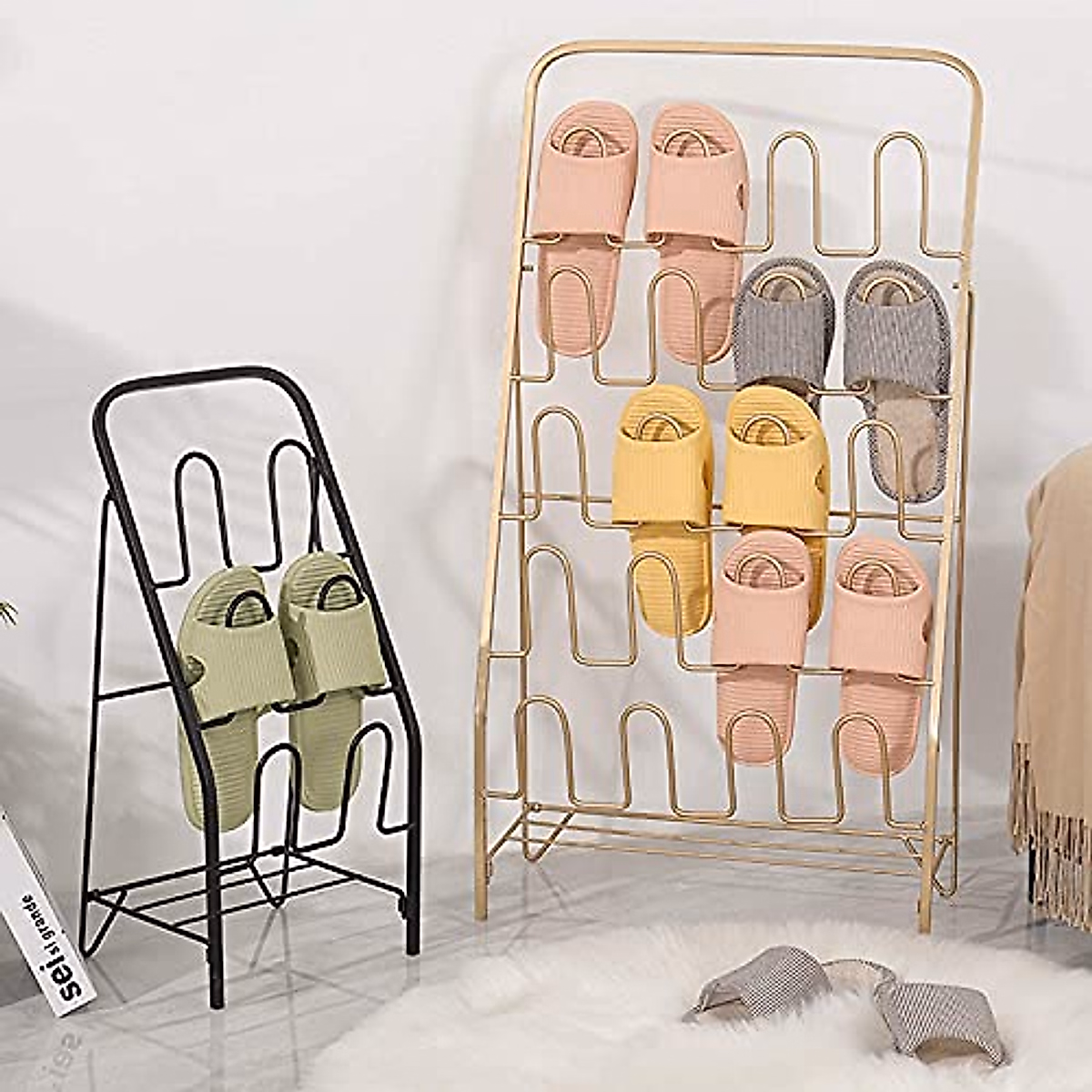 ZBOYZ Shoe Rack Entrance Freestanding Multi-Functional 3-Story Metal Suitable for Flat Shoes and Slippers Shoe Organizer