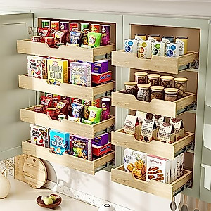 LOVMOR Soft Close Wood Pull Out Cabinet Organizer 10½” W x 10 ³/₁₀” D, Slide Out Cabinet Organizer with Full Extension Rail Slides Pull Out Drawer for Wall Cabinets and Pantry…