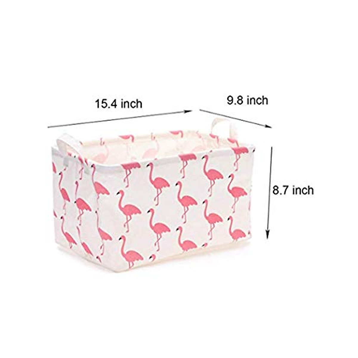Flamingo Rectangular Storage Basket, Collapsible Storage Basket, Waterproof Coated Storage Box with Handle. Used to Organize Children's Toys and Clothing, Books, Gift Baskets