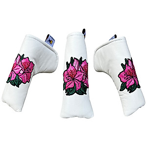 Azalea Hand Embroidered Blade Putter Golf Club Leather Headcover Magnetic Closure Sunfish