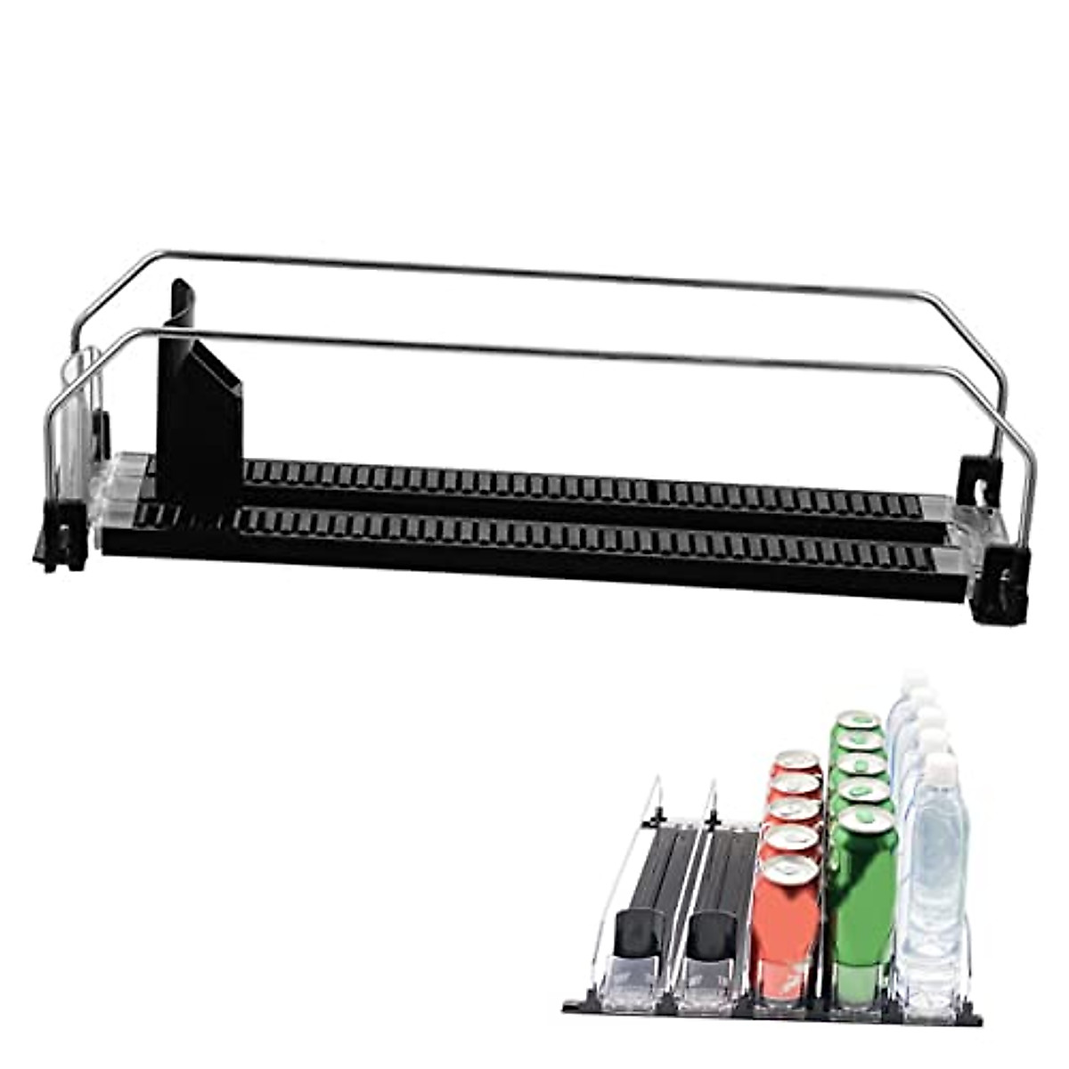 DOITOOL Beverage Organizer Glide Mini Fridge Organizer Freezer Organizer Drink Manager Vending Machine Black Plastic Plastic Organizer Fridge Drink Organizer Drink Sliding Organizer