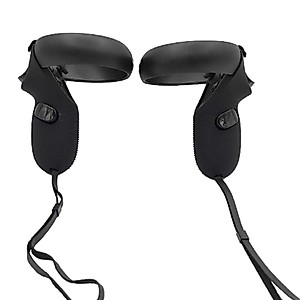 keruite Controller Skin for Oculus Quest Touch Controller, 1 Pair Silicone Grip Cover Anti-Slip Protective Case for Oculus Quest Rift-S Handle - Black Blue Red Ordinary