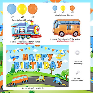 Transportation Birthday Decorations for Boys - Balloons Garland Arch Kit Backdrop - Transport Vehicle Theme Birthday Party Supplies for One Two Three Four Year Old Boy