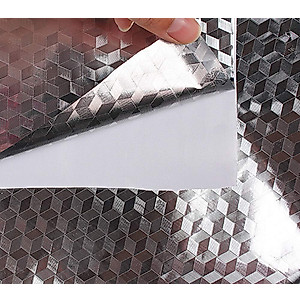 Taamall Simplemuji Kitchen Stove Backsplash Aluminum Foil Self-Adhesive Sticker Waterproof Oilproof Wallpaper Cabinet Shelf Liners Paper 15.8inch by 9.8ft