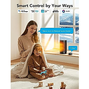 GoveeLife Smart Space Heater, Electric Space Heater with Thermostat, Wi-Fi & Bluetooth App Control, Works with Alexa & Google Assistant, 1500W Ceramic Heater for Bedroom, Indoors, Office, Living Room