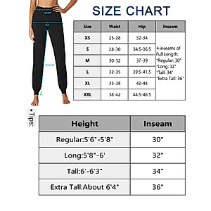 SEVEGO Lightweight Women's 34" Tall Inseam Cotton Soft Jogger with Zipper Pockets Cargo Pants Black Medium
