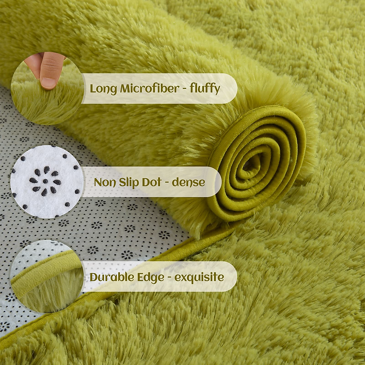 YJ.GWL Area Rugs for Living Room Bedroom, 4x6 Machine Washable Large Green Carpet, Soft Fluffy Shaggy Thick Big Shag Indoor Floor Rug for Kids Boy and Girls Room Dorm Home Decor Aesthetic