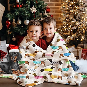 BUYYET Cute Dachshund Decor Fleece Flannel Animals Blanket Wiener Dog Dachshund Gifts Blanket for Women Lightweight Soft Cozy Throw Blanket for Bed Couch Travel Outdoor 40''x 50'' for Kids/Child