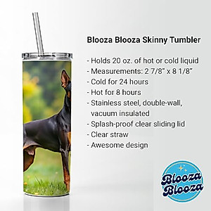 German Pinscher Dog Photo Skinny Tumbler 20oz with Straw Insulated Water Bottle Gift