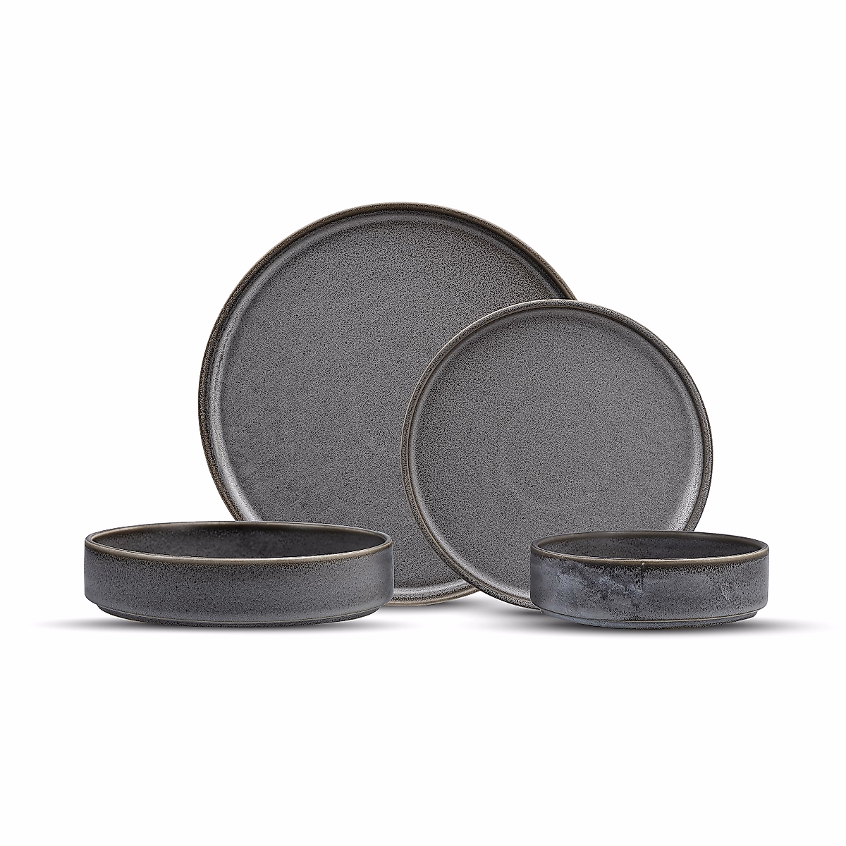 Fortessa Sound Stoneware 16 Piece Dinnerware Set, Service for 4, Thunder