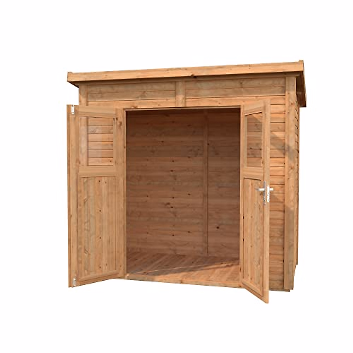 Leisure Season Urbano Lean to Shed Kit - Modern Weatherproof Outdoor Storage Shed with Floor, Doors, Plexiglass Windows, Pent Roof - Nordic Spruce Wood Shed Kit - Medium Brown, 8'x4' (URB8X47853)