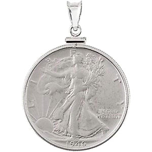 Bonyak Jewelry Sterling Silver Walking Liberty 1/2 Dollar Coin Pendant