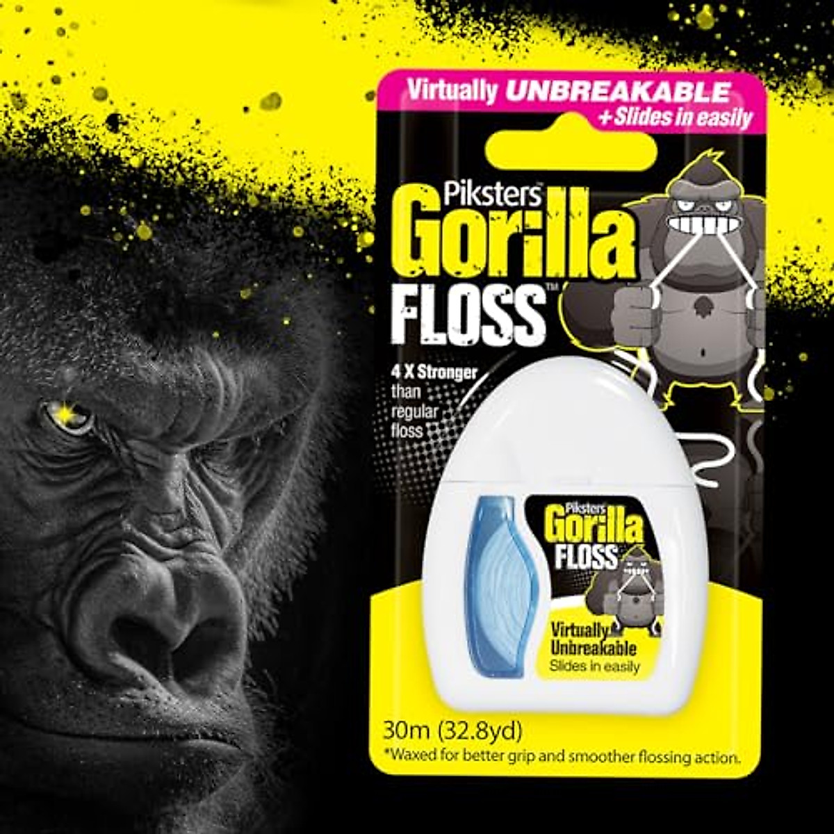 Piksters Gorilla Extra Strong Fine Thread Scrubbing Dental Floss. 30m