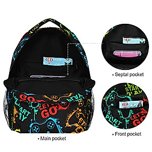 Fisyme Colorful Video Game Backpack Laptop Bag Daypack Travel Hiking School Backpacks for Men Women Kids Girls Boys