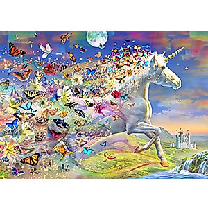 Unicorn Butterfly Jigsaw Puzzles 1000 Pieces for Adults 500 Pieces Art Project for Home Wall Decor 20.5 x 14.9 Inch