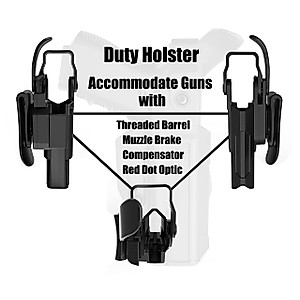 G19 Level 3 Retention Duty Holster for Gen 1 2 3 4 5 Glock 19/17/19X, Glock 23/32, Glock 45/44, Law Enforcement, Adjustable /Cant Polymer Duty Belt Gun Holster - Right Handed