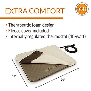 K&H Pet Products Lectro-Soft Outdoor Heated Dog and Cat Bed, Electric Thermostatically Controlled Orthopedic Pet Pad Tan Medium 19 X 24 Inches