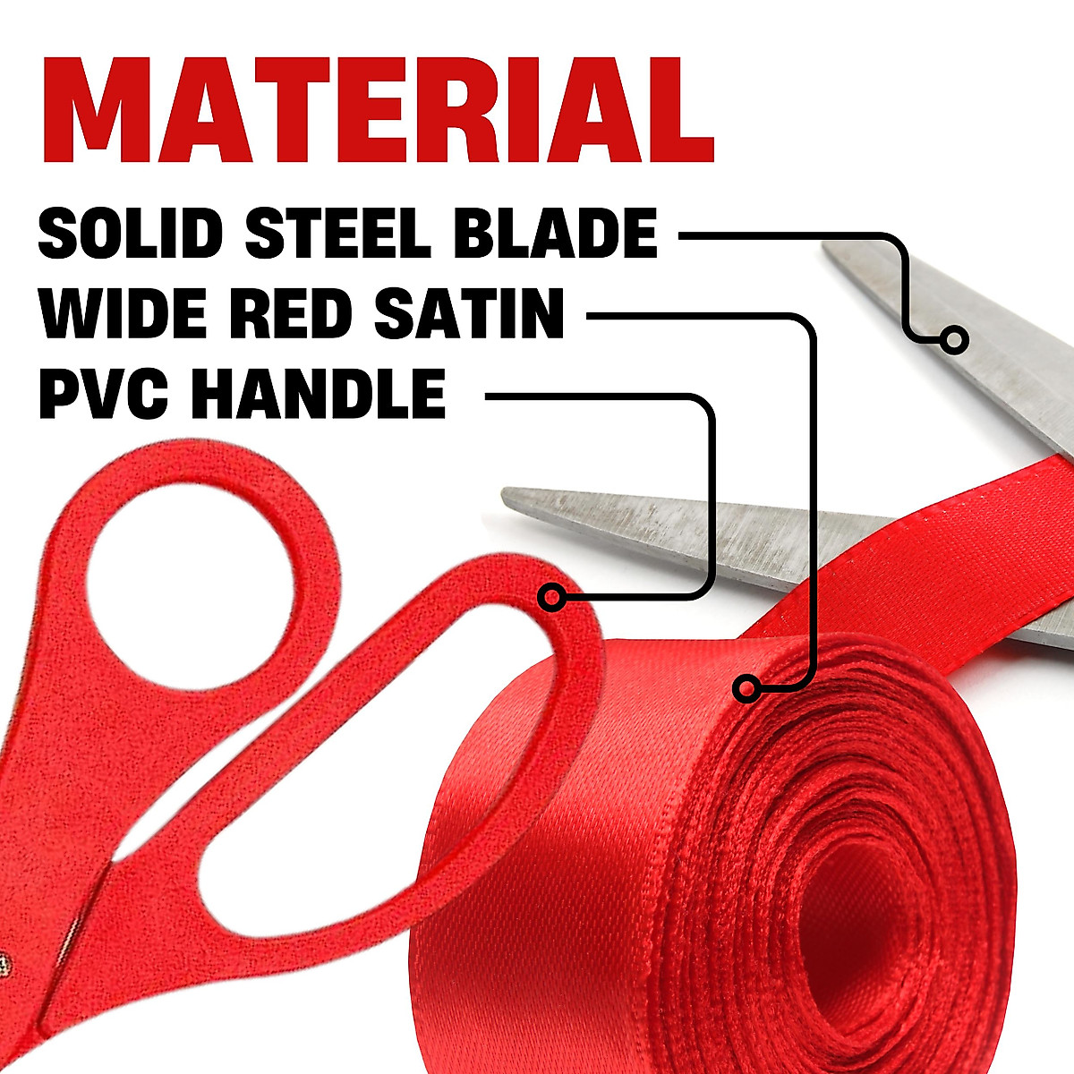 Red Ribbon Cutting Ceremony Kit – 20 Inch Giant Scissors and Ribbon Giants Ribbon Cutting Scissors with Red Ribbon Grand Opening Ribbon and Scissors for Special Events Inaugurations and Ceremonies