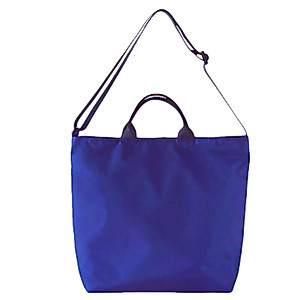 JiangYY Women Men Large Vintage Nylon Tote Shoulder Bag Shopping Bag Handbag (Blue)