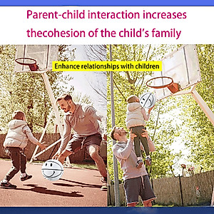 SHENGY No. 7 Smiling Face Basketball, Sweat-Absorbing PU Leather, Soft and Not Hurting Hands, Suitable for Beginners Indoor and Outdoor Competition Training (Bag, Needle, Pump)