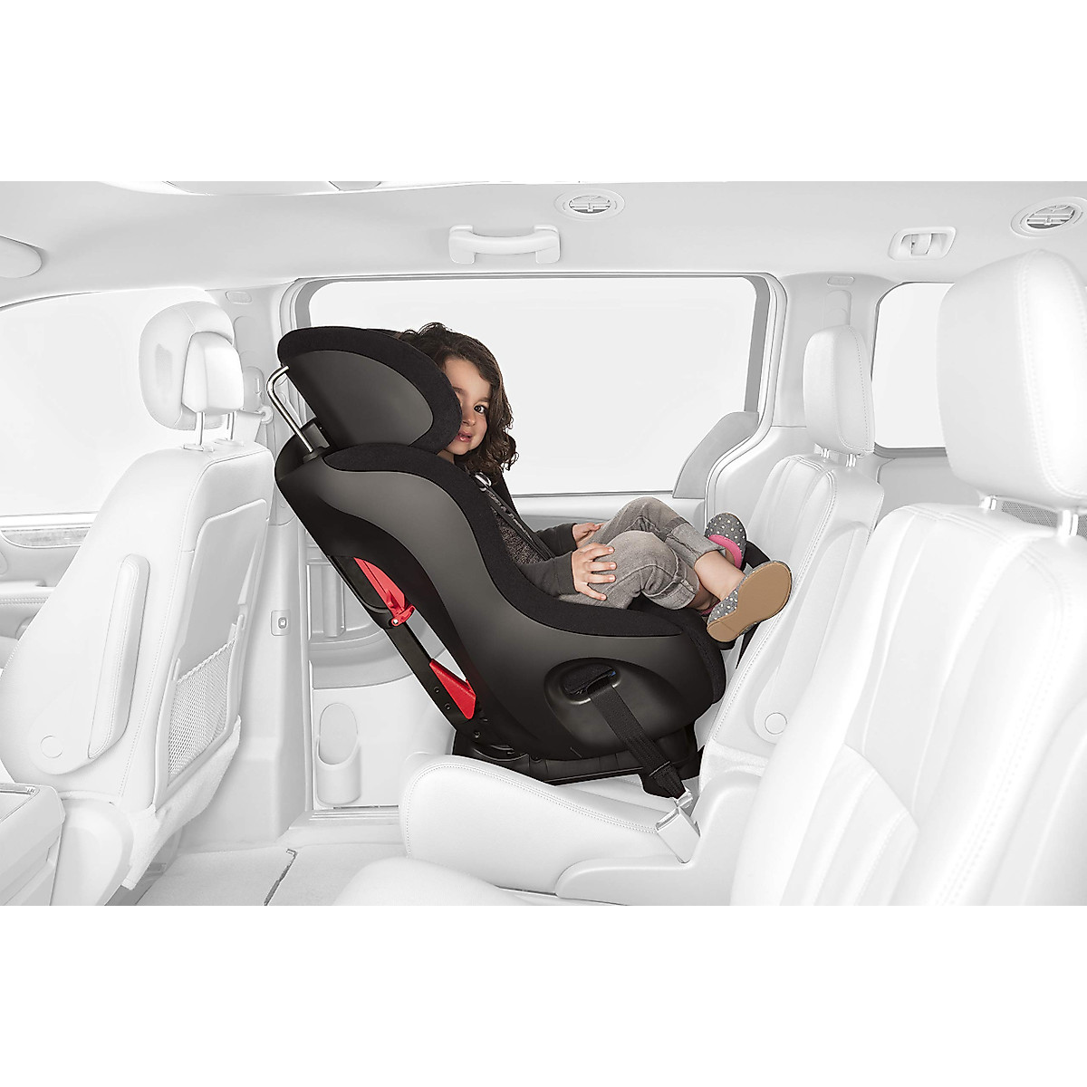 Clek Fllo Convertible Car Seat - Compact Design for 3-Across Seating, Extended Rear-Facing with Anti-Rebound Bar (Marshmallow)