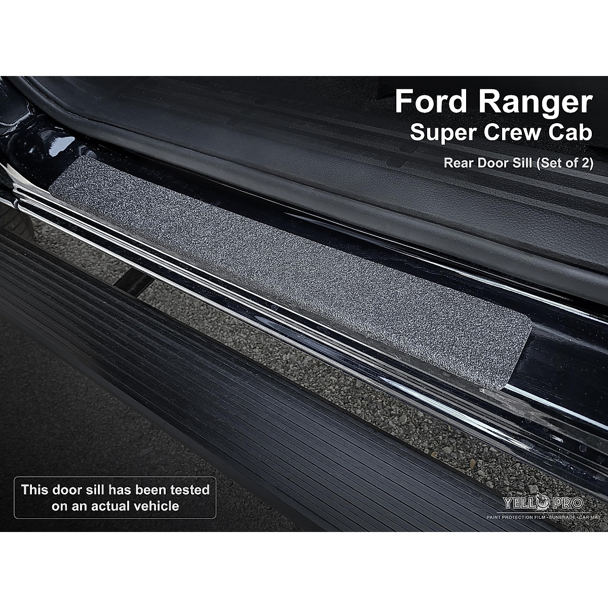 Custom Fit Door Sill Entry Protector Kit for Ford Ranger Super CrewCab, CrewCab - 2019 2020 2021 2022 - Edge Guard Cover Anti Scratch Paint Protection Threshold Scuff Shield (Full Set)