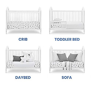Delta Children Madeline 4-in-1 Convertible Crib - Woven Cane Mesh Panels, Includes Conversion Rails, Greenguard Gold Certified, Bianca White