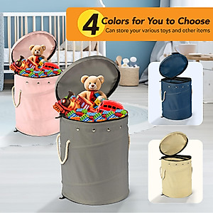 Toy Storage Basket + Play Mat for Kids Toy Chest Organizer Kids Toy Storage Organizer Foldable Big Storage Bins with Lids Large Toy Box for Boys Girls Toy Holders for Kids Rooms Nursery (Gray)