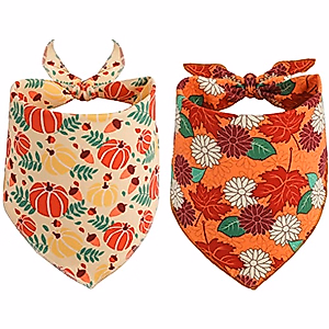 2 Pack Fall Dog Bandanas Thanksgiving Bandanas for Cat Triangle Medium Large Dog Scarf Pets Bibs